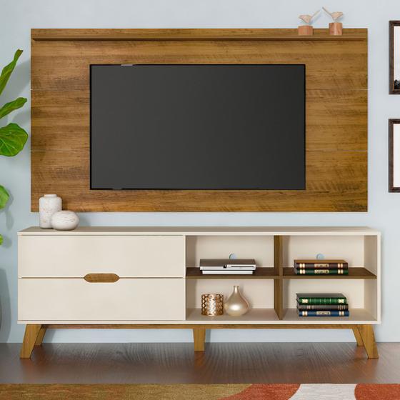 Rack com Painel para TV Até 60 Polegadas Verona 2 Gavetas Off White ...