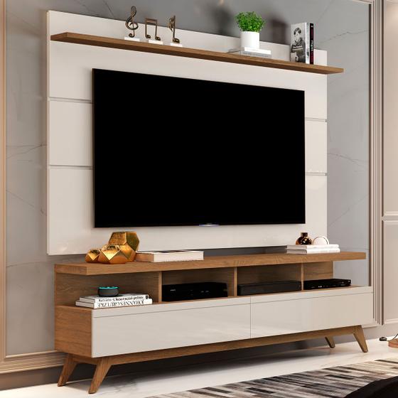 Rack com Painel para TV Até 60 Polegadas Vivare 2 Gavetas Freijó/Off ...