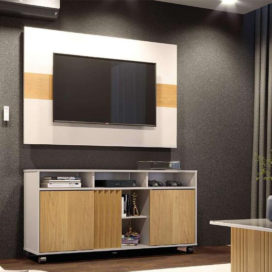 Rack com Painel para TV até 65 Polegadas Viena Off White e Cinamomo ...