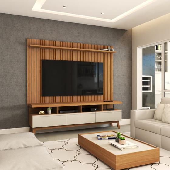 Rack com Painel para TV Até 72 Polegadas Ripado Urban 3 Gavetas Off ...