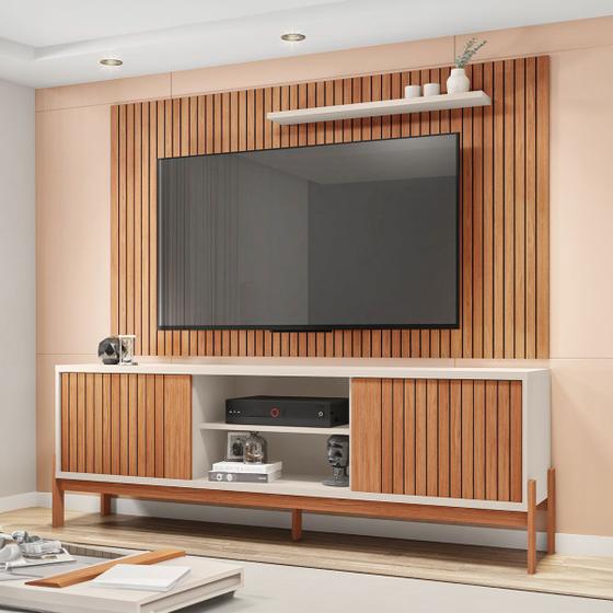 Rack com Painel para TV Até 72 Polegadas Tannen 2 Portas Ripado Freijo ...