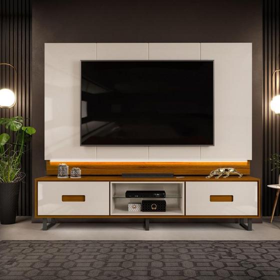 Rack com Painel para TV até 75 Polegadas 2 Gavetas Madri DJ Móveis - Rack com Painel - Magazine ...