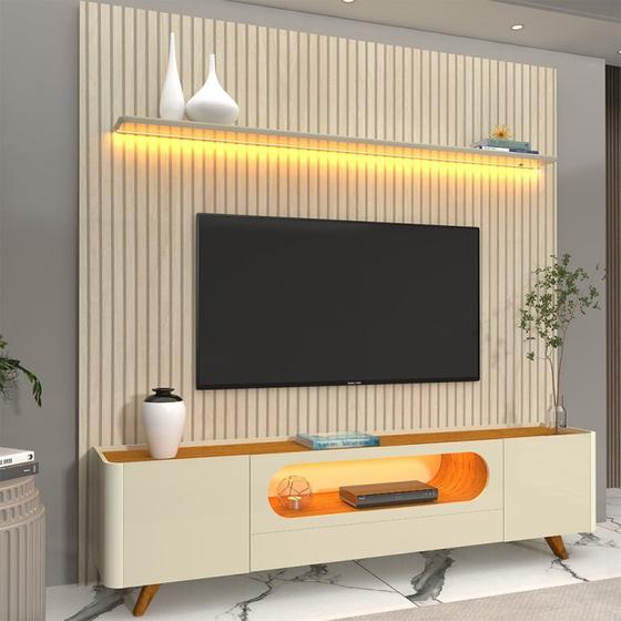 Rack com Painel para TV até 85 Polegadas 1 Gaveta 2 Portas LED 220cm ...