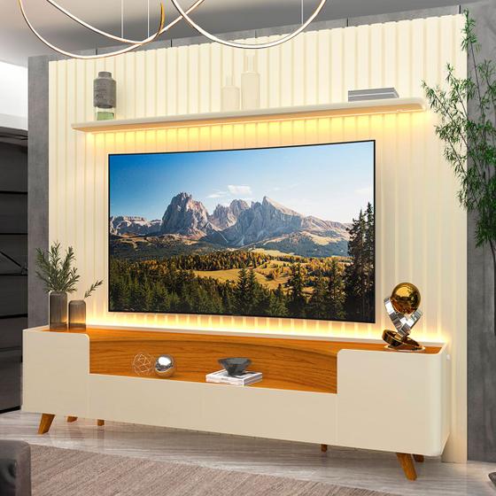 Rack com Painel para TV Até 85 Polegadas Nobre Infinity 2 Portas 2 Gavetas Ripado com Led 100% ...