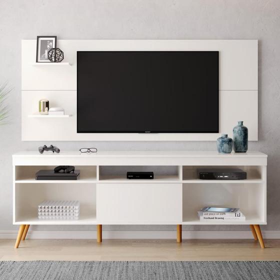 Rack com Painel Retrô Linea - Off White - RPM Móveis - Rack com Painel ...