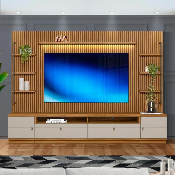Rack Com Painel Ripado Modulado 75 Polegadas Nature Off White Shop Jm ...