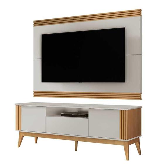 Rack Com Painel Ripado Para TV 75 Pol Brunt 1.8 EAX Móveis Fendi/Freijo ...