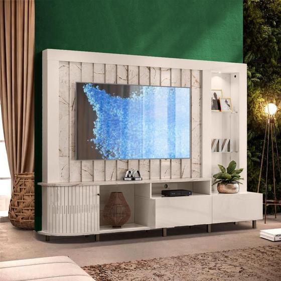 Rack Com Painel Ripado Para Tv Até 70 Polegadas Calacata Off White Eilish Shop Jm - Painel para ...
