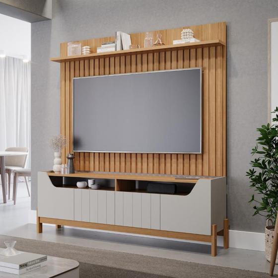 Rack Com Painel Ripado Para TV até 70 Polegadas Moema 4 Portas Off ...