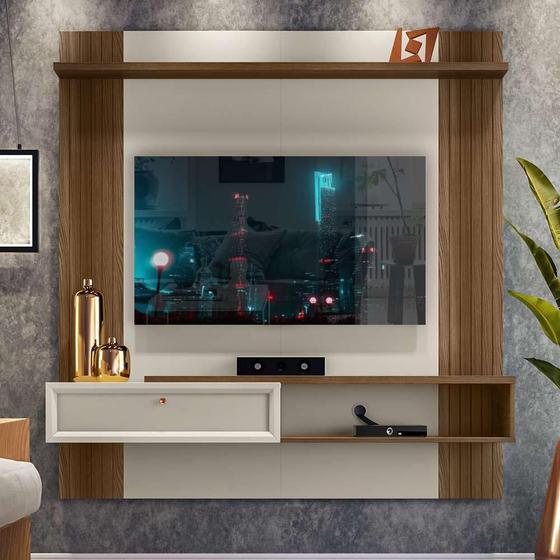 Rack Com Painel Ripado Suspenso 60 Polegadas Pitanga Freijó Off White Linea Brasil - Rack com ...