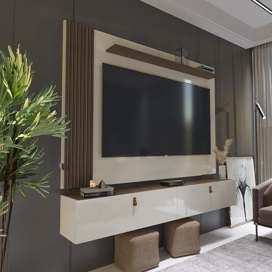 Rack com Painel Ripado Suspenso para TV até 70 Polegadas 2 Portas ...