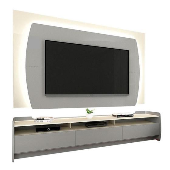 Rack com Painel TV 70 Polegadas Sublime 2.2 Com Led Gelius Cinza/Off ...
