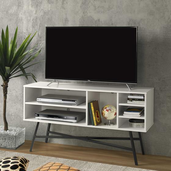 Rack com Pés de Ferro e Madeira Mdf Pintado de Branco - Colomi - Rack ...
