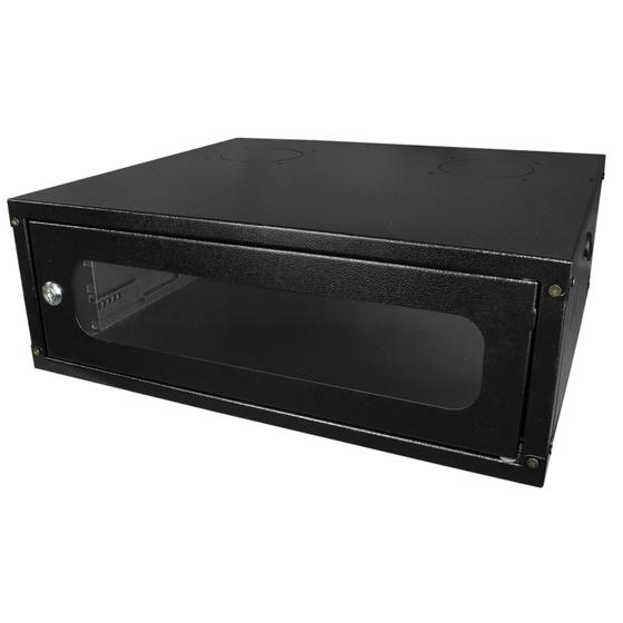 Rack de Parede Desmontado com Porta de Acrílico 3U x 480mm Preto ...