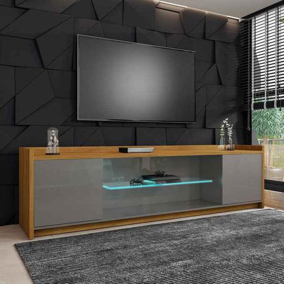 Rack Doha em Madeira Titanium Cinamomo para TV até 82 Polegadas Móveis ...