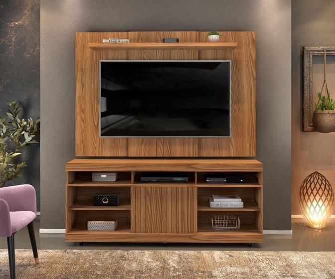 Rack e Painel Dilli para TV de Até 60 Polegadas cor Carvalho Nobre - 6026 - DJ MÓVEIS - Rack com ...