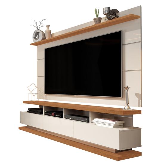 Rack e Painel Germai Vivare Tv 72 polegadas OFF White/Freijo - Móveis Germai - Rack com Painel ...