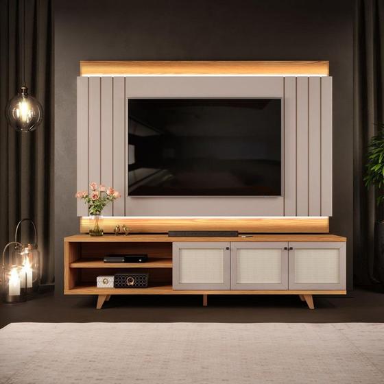 Rack e Painel para Tv até 75 Polegadas 3 Portas Vintage DJ Móveis - Rack com Painel - Magazine Luiza