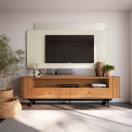 Rack Estante Curvo 220cm com Painel Espelhado para TV de até 65 ...