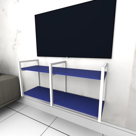 Rack estilo industrial aço cor branco mdf 30cm cor azul escuro modelo ...