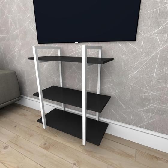 Rack estilo industrial aço cor branco prateleiras 30 cm cor preto ...