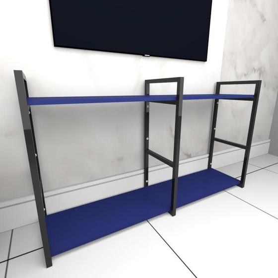 Rack estilo industrial aço cor preto mdf 30cm cor azul escuro modelo ...