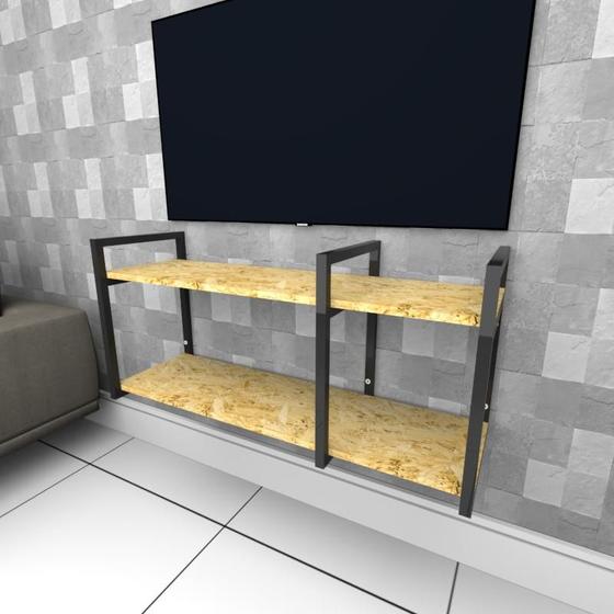 Rack estilo industrial aço cor preto prateleiras 30cm cor OSB modelo ...