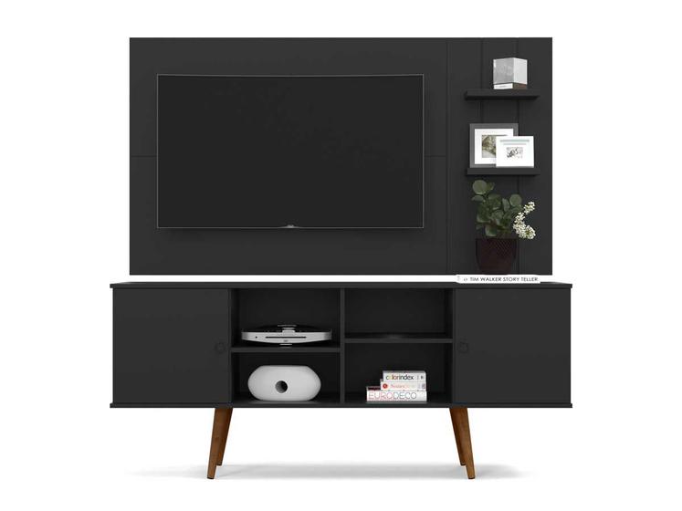 Rack Estrela com Painel Itália Preto - Patrimar Móveis - Rack com ...