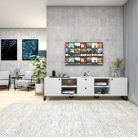 Rack Frame - 2 Portas 2 Gavetas 2 Nichos L.220cm - Kolla Mobília - Rack ...