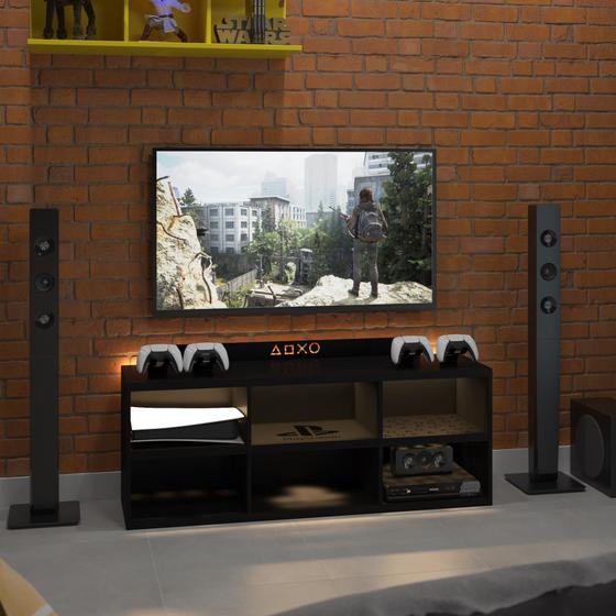 Rack Gamer Elemento Vazado Metal 5 Preto Com Led Incluso - E-LED BRASIL ...