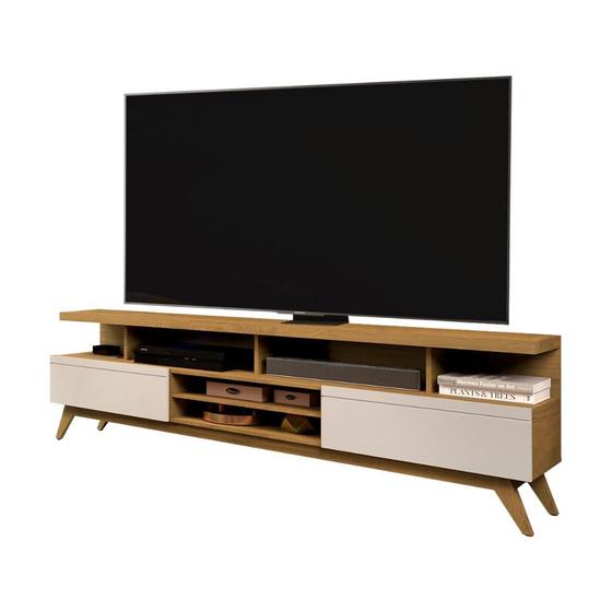 Rack Grande Sala Estar 1.8 Vivare Wood 2 Gavetas Espaçosas Pés Retrô ...