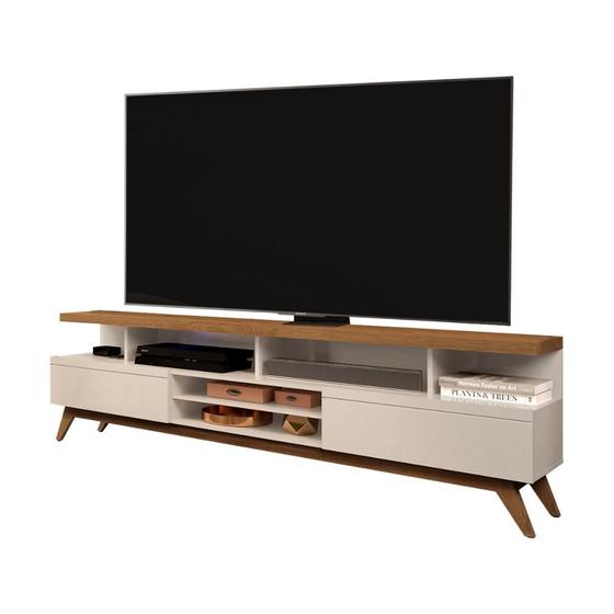 Rack Grande Sala Estar 1.8 Vivare Wood 2 Gavetas Espaçosas Pés Retrô ...