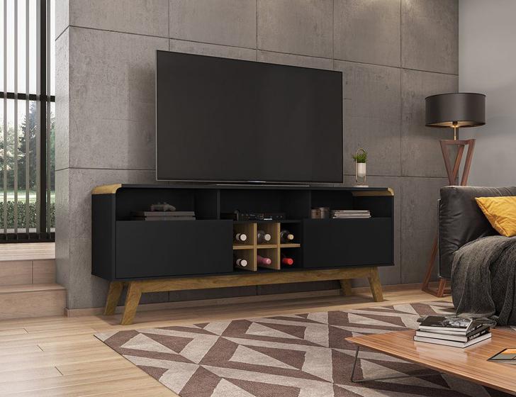 Rack Larimar Preto Fosco/Cinamomo BECHARA - Moveis Bechara - Rack - Magazine Luiza