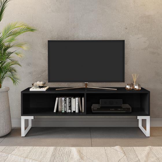 Rack Milão P/ Tv Estrutura Metálica Tv Até 50" Pés De Ferro Branco ...
