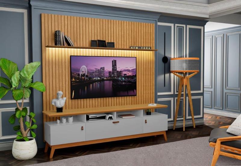 Rack + Painel 2.20m ABS Com Led Modelo Ripado Verdadeiro Estilo Retrô ...