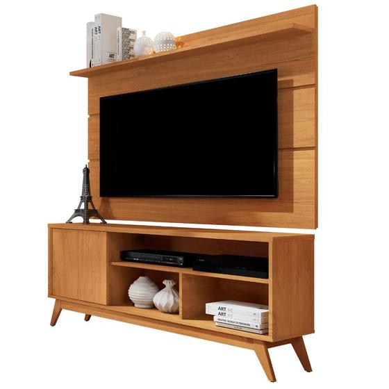 Rack Painel para TV 55" Retro Apartamento Sala Pequena Malbec Wood Giga ...