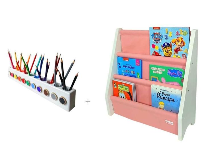 Rack Para Livros Infantil Standbook + Porta Lápis De Colorir - Curumim ...