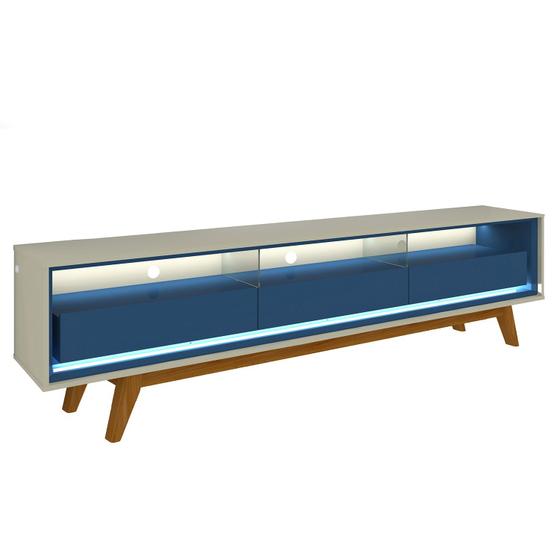 Rack para Sala com Led Off White com Azul Royal Requinte 2.12 - Gelius ...