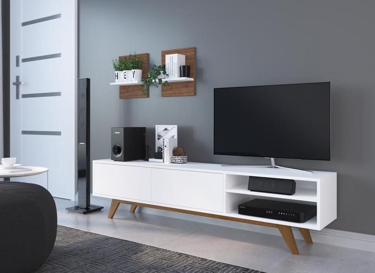 Rack para Sala de Estar 2 Portas Branco Estilare Móveis - Rack ...