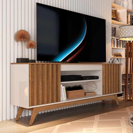 Rack Para Sala Ripado Para Tv 65 Polegadas Off White Freijo Malibu Germai - Sala de Estar ...