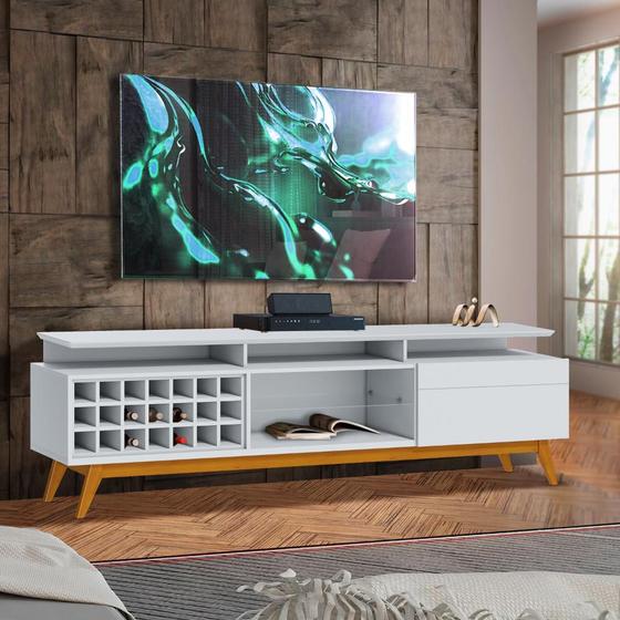 Rack Para Sala TV Até 60 Polegadas Com Adega 1.8 Branco Acetinado Classic Mais Imcal - Rack ...