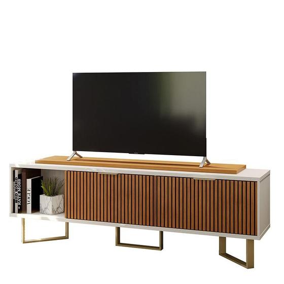 Rack Para TV 65 Polegadas Sagary 1.8 EAX Móveis Off White/Tauar Ripado ...