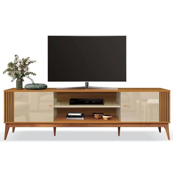 Rack Para Tv 75 Legacy 2.0 EDN Cedro Natural/Off White - EDN Móveis - Rack - Magazine Luiza