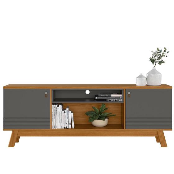 Rack para TV 75 Polegadas, Paraty Linea Brasil, 180 Cm, Nature/Chumbo ...