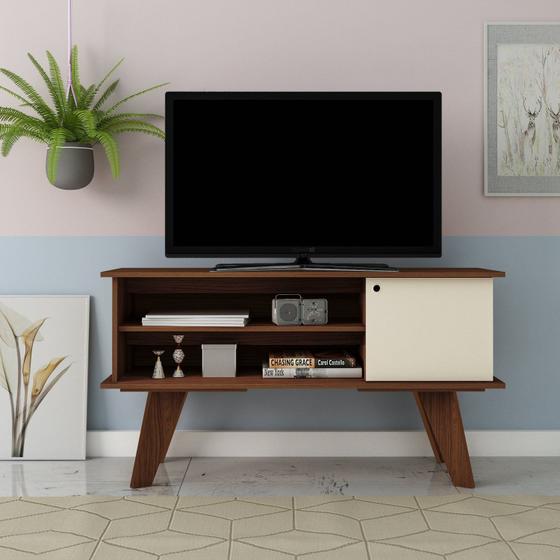 Rack para TV até 50 Polegadas 1 Portas 2 Nichos Frank Artely Cedro/Off ...