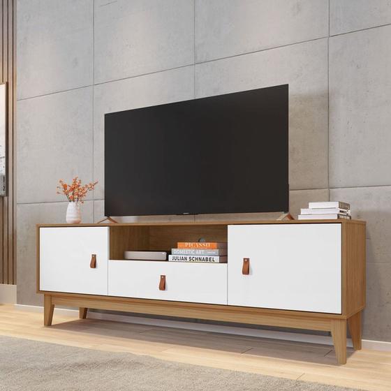 Rack para Tv até 60 Polegadas 160cm 2 Portas 1 Gaveta Esmeralda Plus Cedro/Branco - Casa D ...