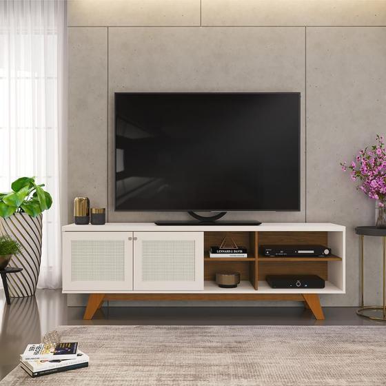 Rack para TV até 60 Polegadas 2 Portas Zara DJ Móveis Freijó/Off White - Rack - Magazine Luiza