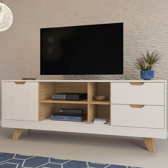 Rack Para Tv Até 60 Polegadas Michigan 1 Porta 2 Gavetas Off White ...