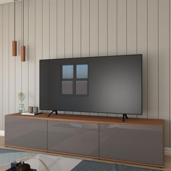 Rack para TV Até 60 Polegadas Soul 1,80 2 Portas 1 Gaveta Noce/Cinza Perola - Panorama Móveis ...