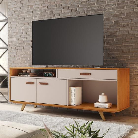 Rack para TV até 65 Polegadas 2 Portas 1 Gaveta Impar JCM Móveis Cinamomo/Off White - Rack ...